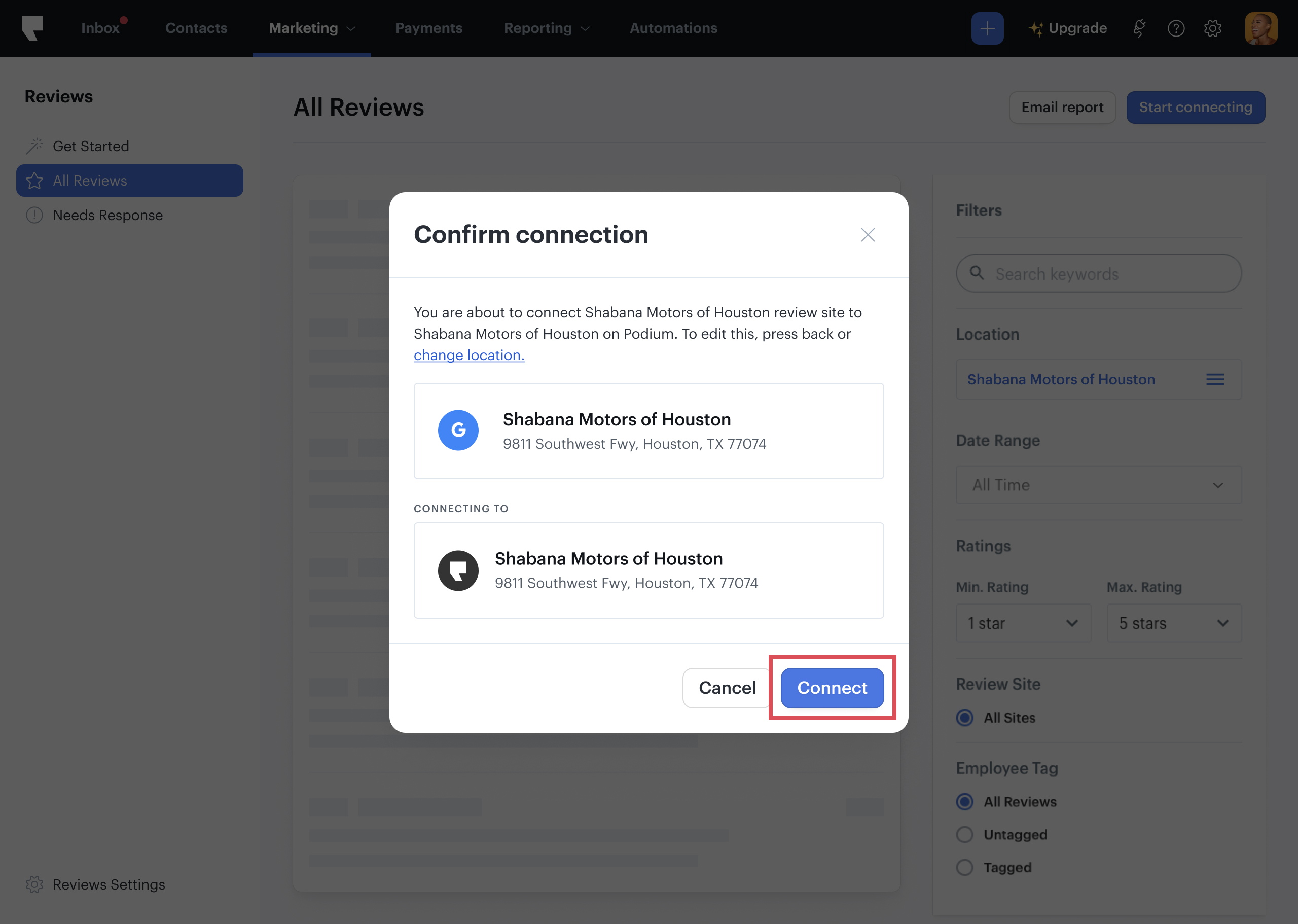 Connecting Your Google Business Profile to Podium Reviews