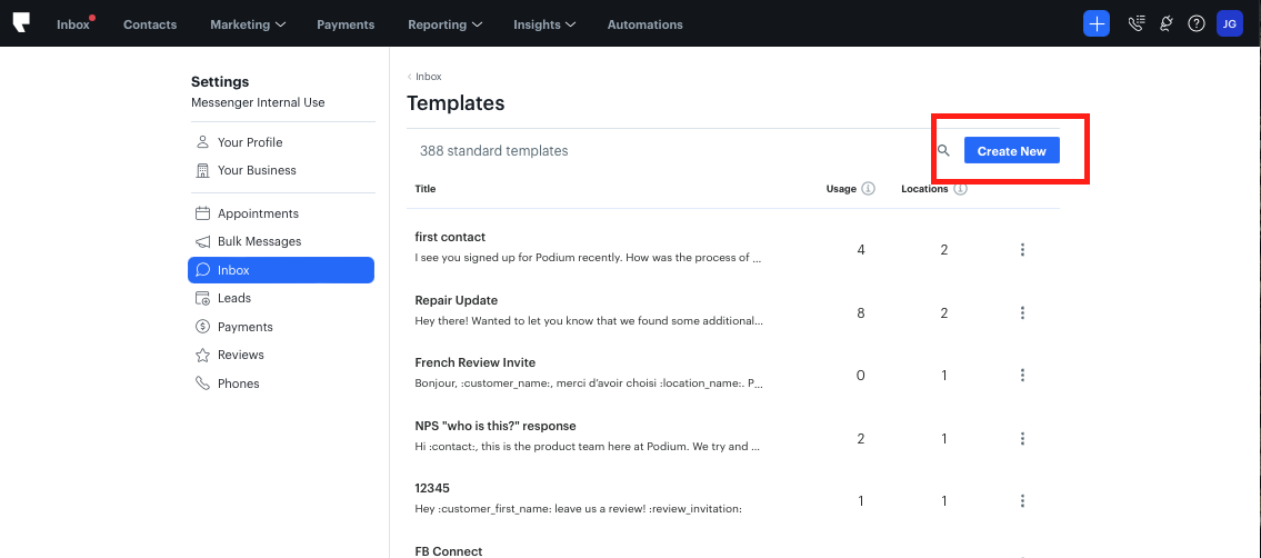 Creating & Editing Messaging Templates