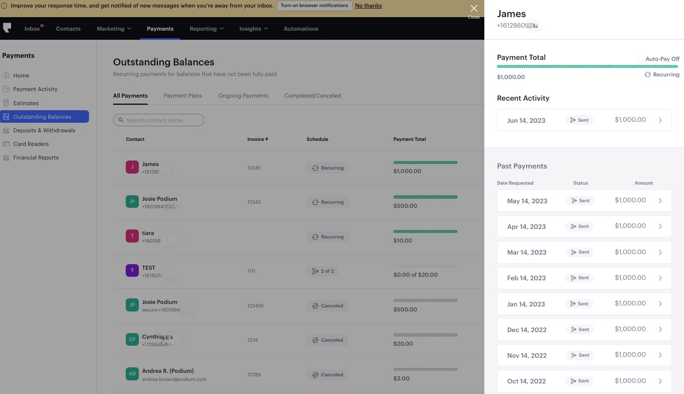Podium Payments Reports