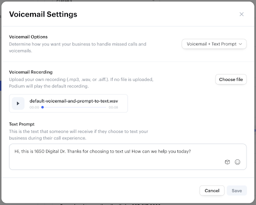 Podium Phones Settings