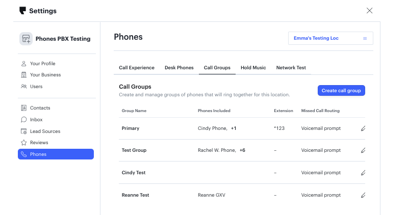 Podium Phones Settings