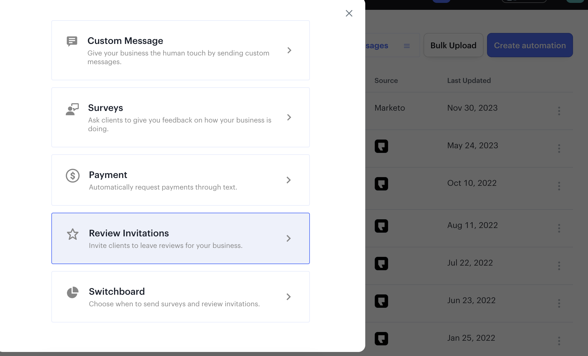 Sending a Review Invite from Podium