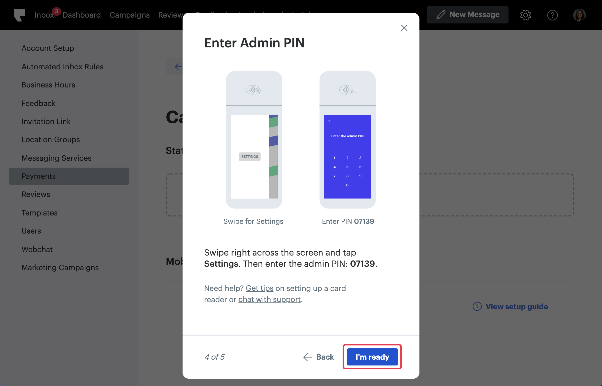 Setting Up In-Store Card Readers (BBPOS WisePOS E)