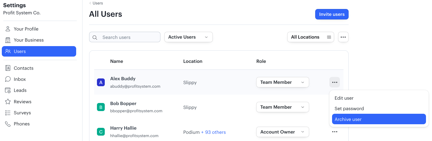 Managing Your Users in Your Podium Account