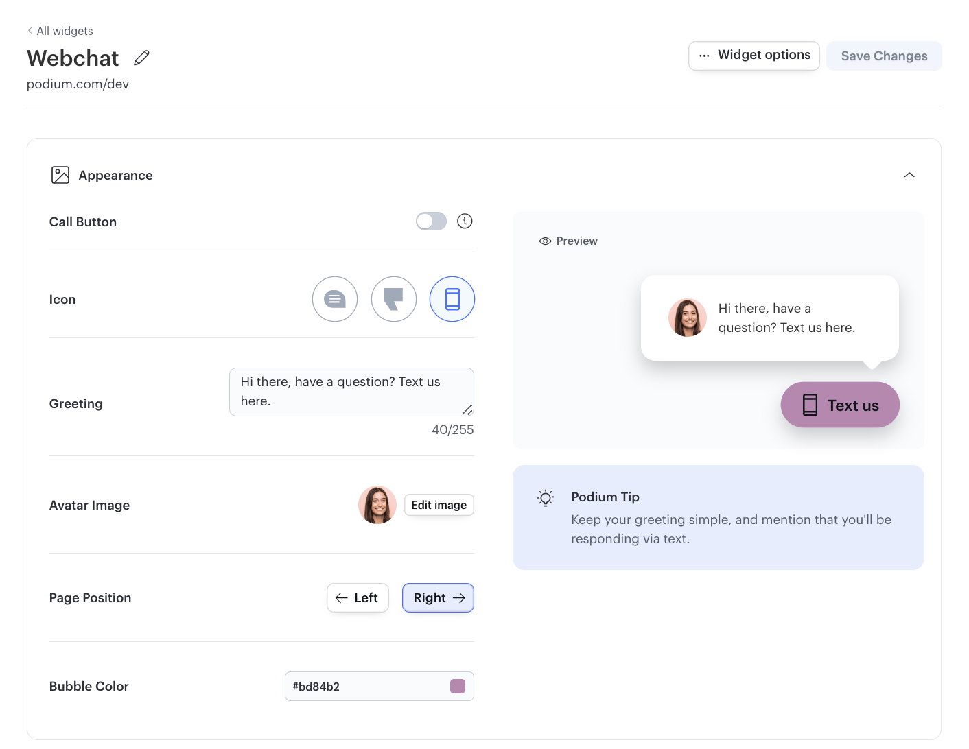 Customizing Your Podium Webchat Widget